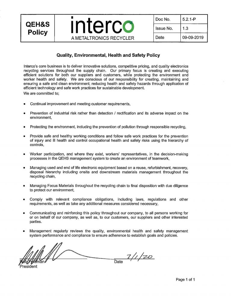 Interco | QEHS Policy